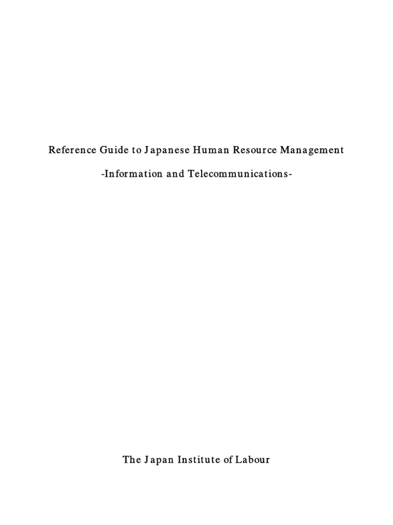 Reference Guide To Japanese Human Resource Management - Information and ...