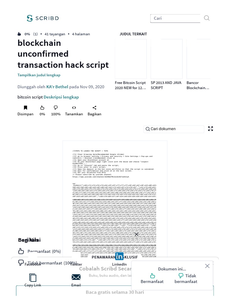 Blockchain Unconfirmed Transaction Hack Script - Typography - Writing | PDF | Bitcoin | Business