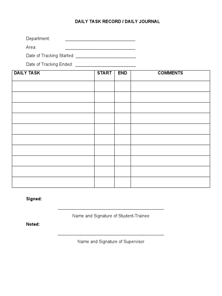 Daily Task Records For Ojt | PDF