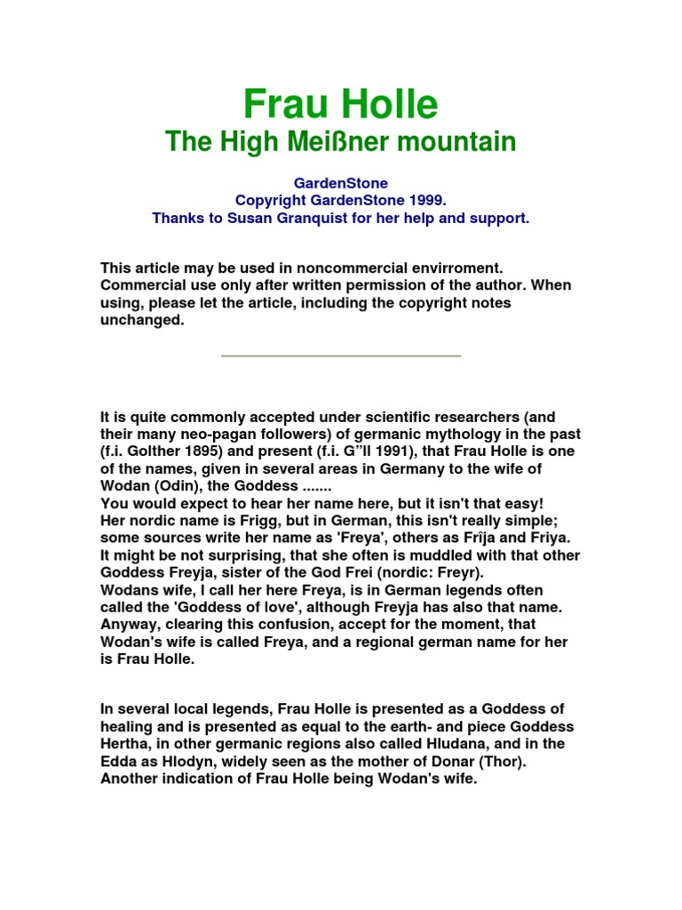 Frau Holle: A Goddess of Fertility, Love, and Seasonal Change According ...