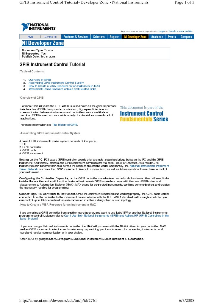 GPIB Instrument Control Tutorial - GPIB - Nat - Inst | PDF | Electronic ...
