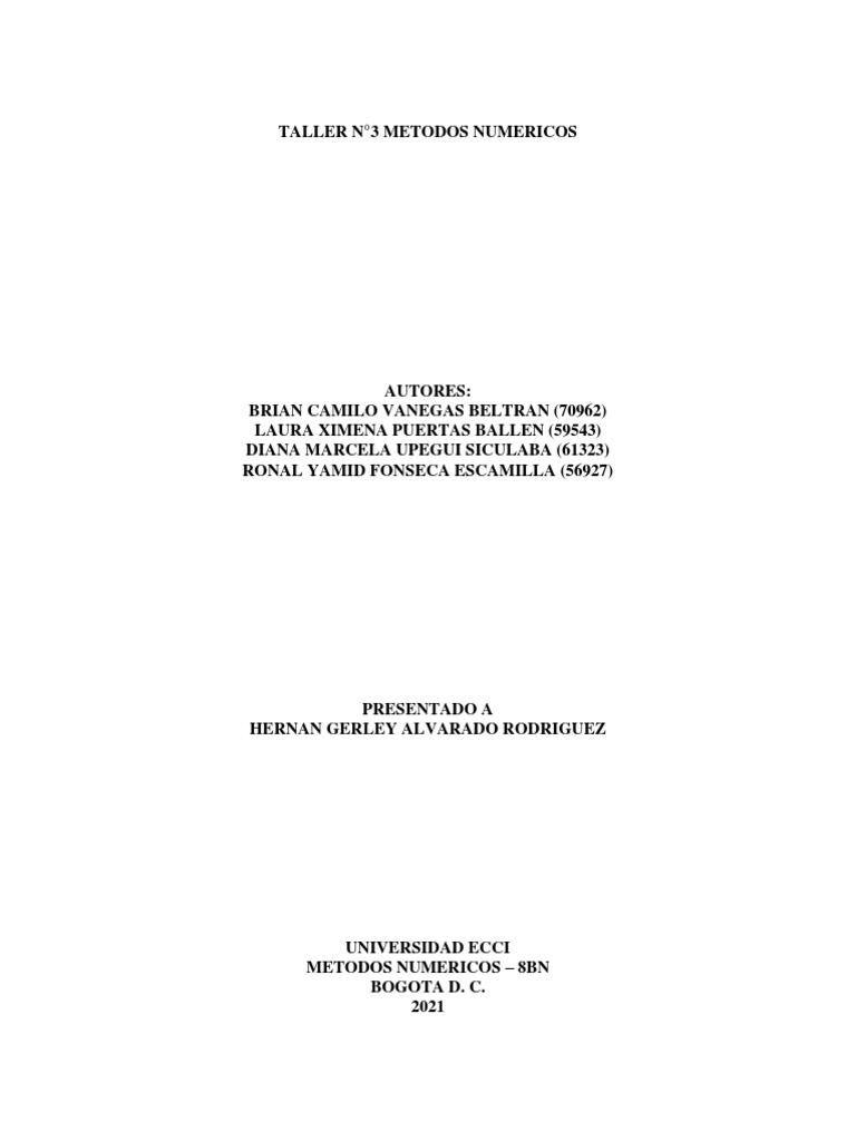 Taller N°3 Metodos numericos | PDF