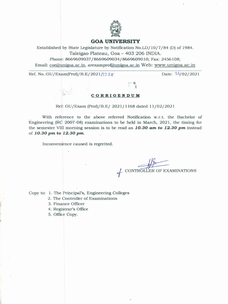 Goa University: Taleigao Plateau, Goa - 403 206 INDIA. Web: WWW ...