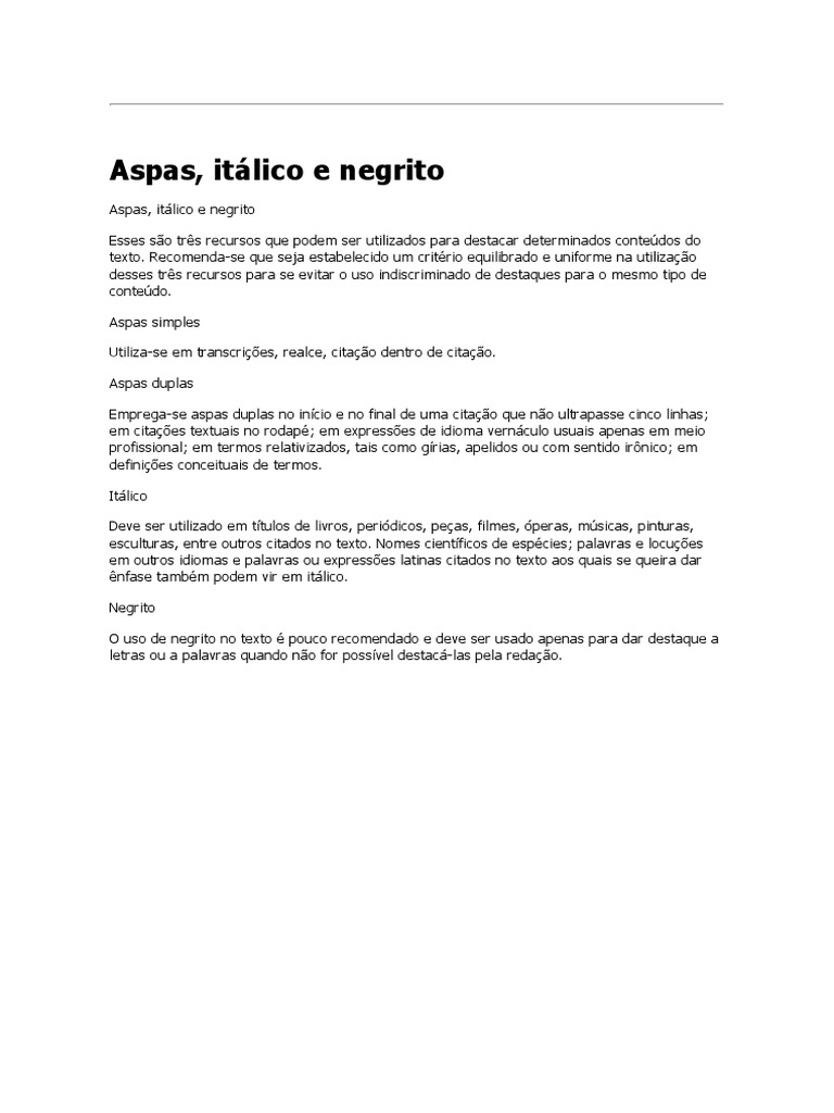 Quando Usar Aspas Italico e Negrito | PDF