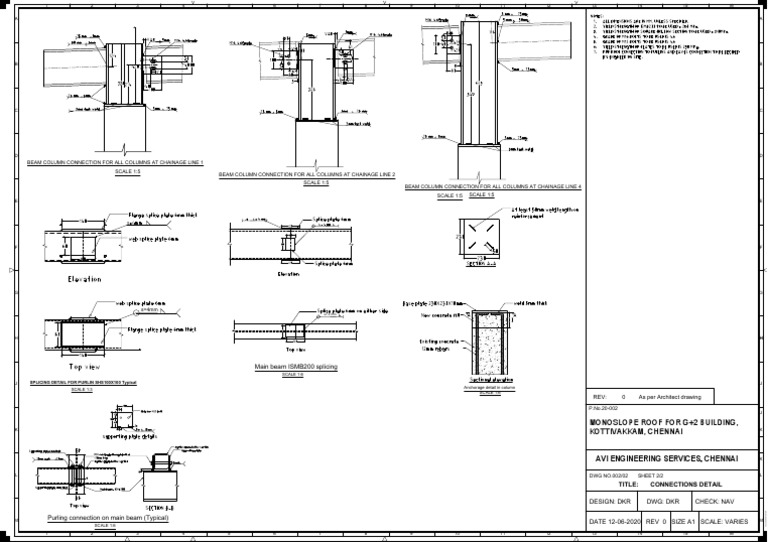 Steel Structure Connection Drawings | PDF | Economic Sectors | Civil ...