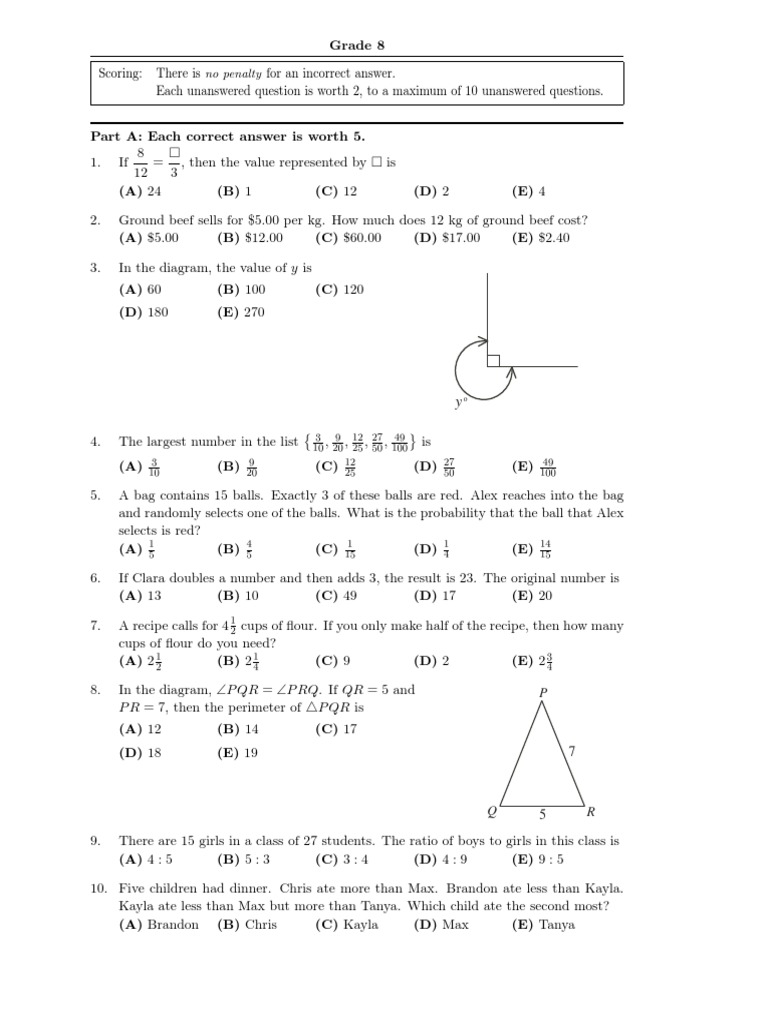 Scoring: There Is No Penalty For An Incorrect Answer. Each Unanswered ...