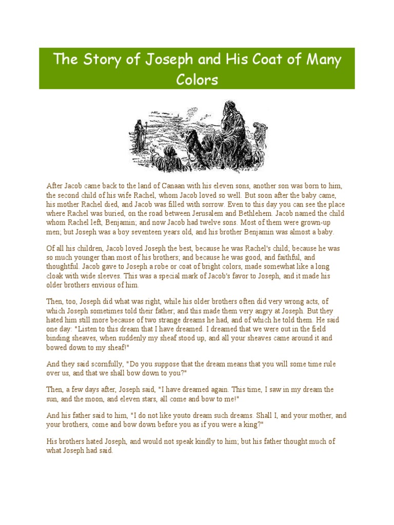 The Story of Joseph and His Coat of Many Colors | PDF | Jacob | Rachel