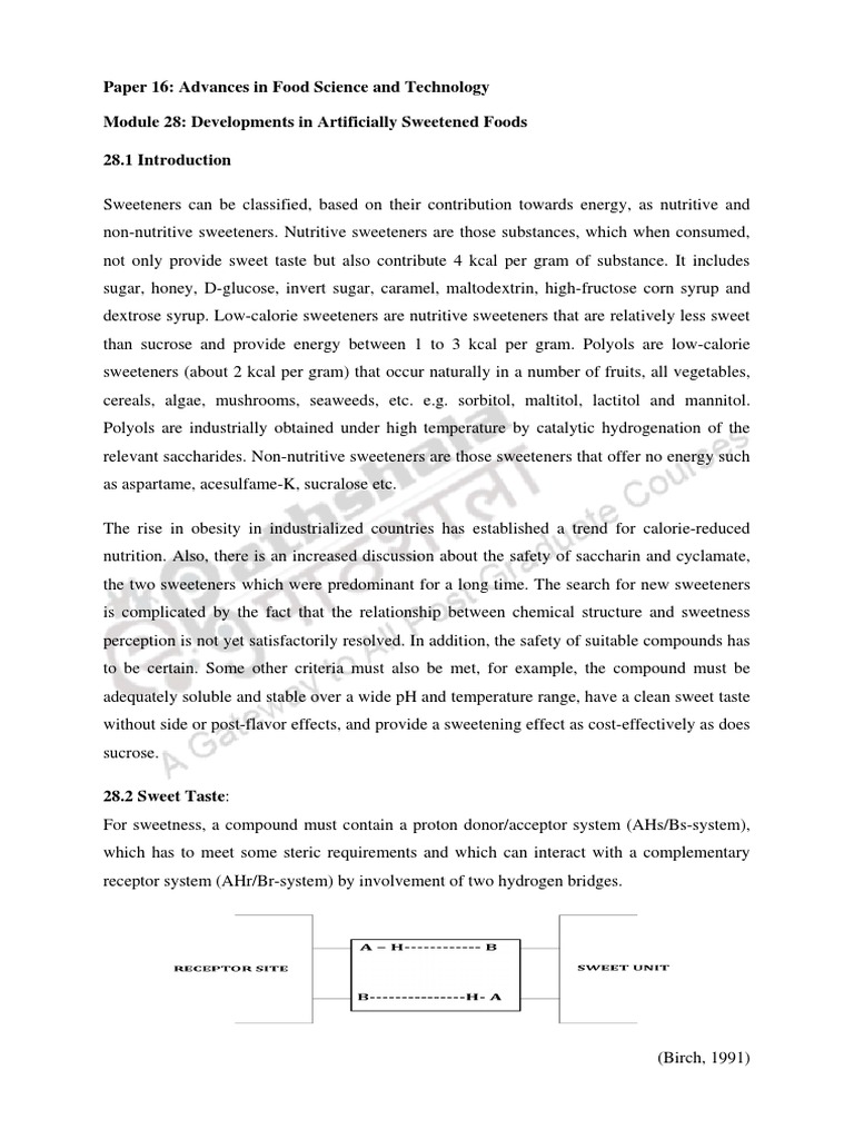 Food Technology Notes | PDF | Sugar Substitute | Food Industry