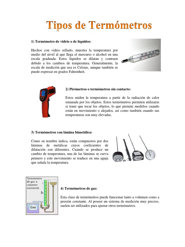 Tipos de Termometros | PDF | Termómetro | Temperatura