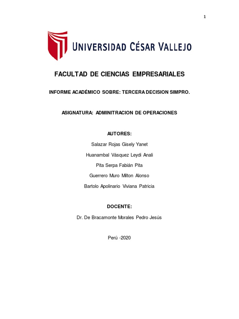 Tercera Decision Simpro - Grupo 4 | PDF | Salud y bienestar