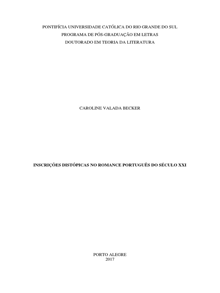 Tes Caroline Valada Becker Completo | PDF | Utopia | Distopia