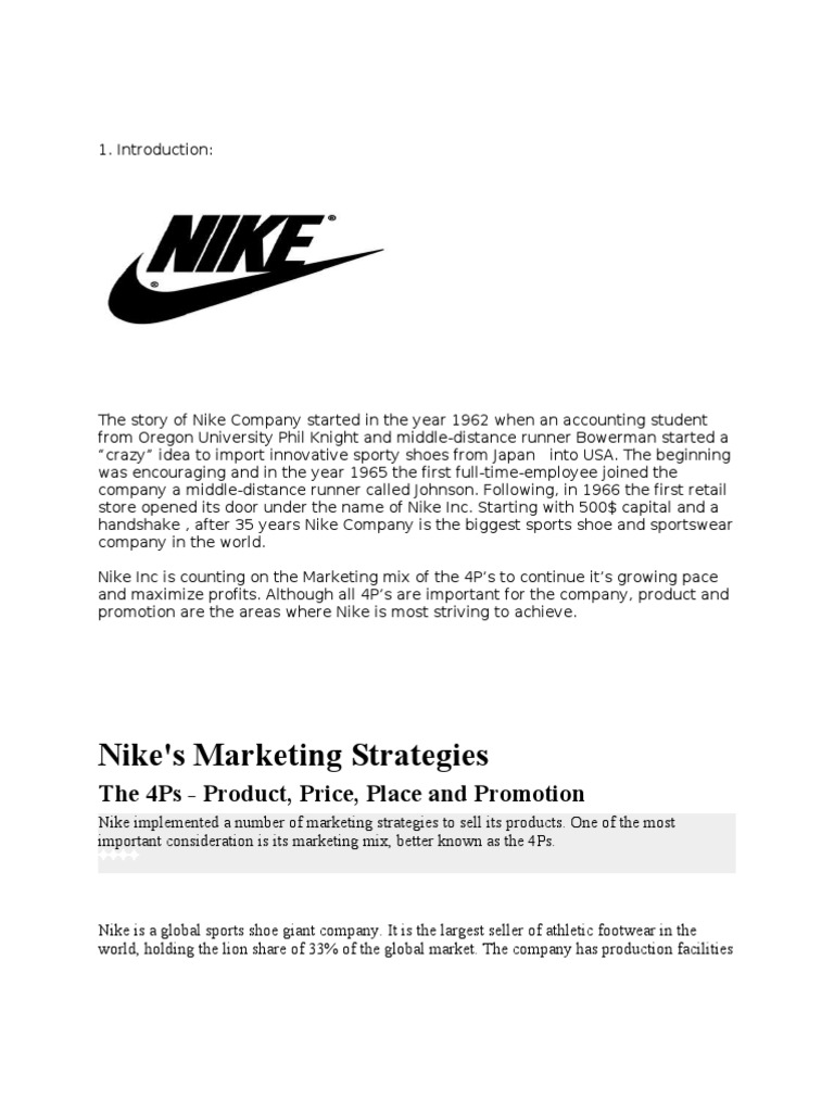 Nike's Marketing Strategies: The 4Ps - Product, Price, Place and ...