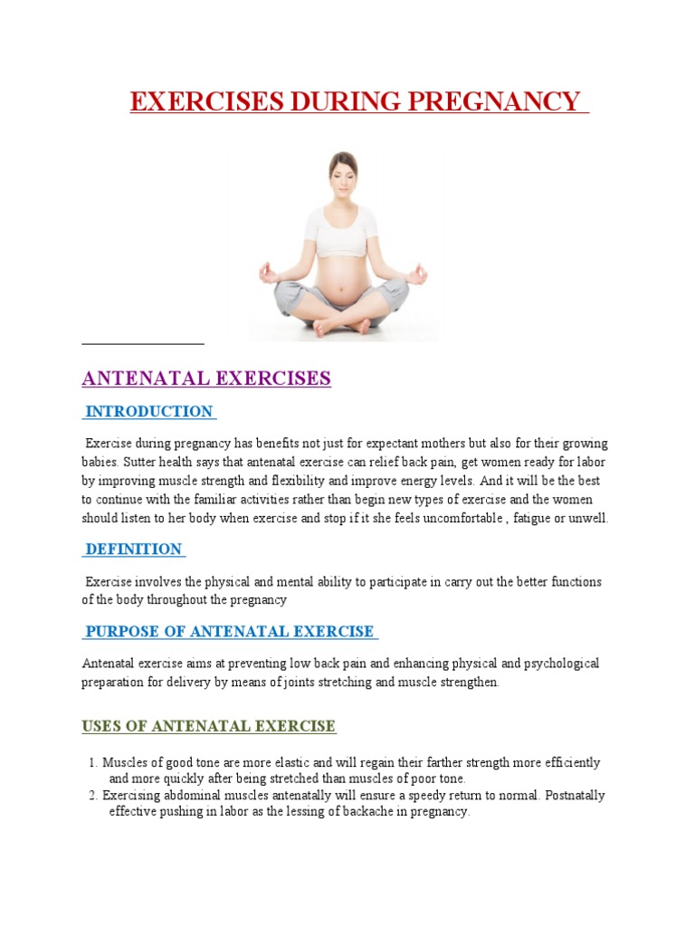 Antenatal Exercise: Benefits and Types | PDF | Pelvis | Abdomen