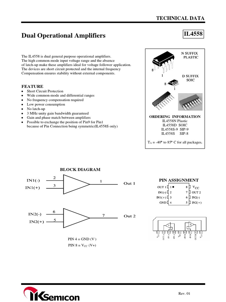 Dual Operational Amplifiers: Feature | PDF | Operational Amplifier | Amplifier
