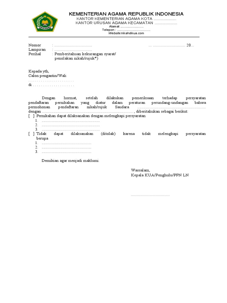 N7 Formulir Penolakan Kehendak Nikah Rujuk | PDF