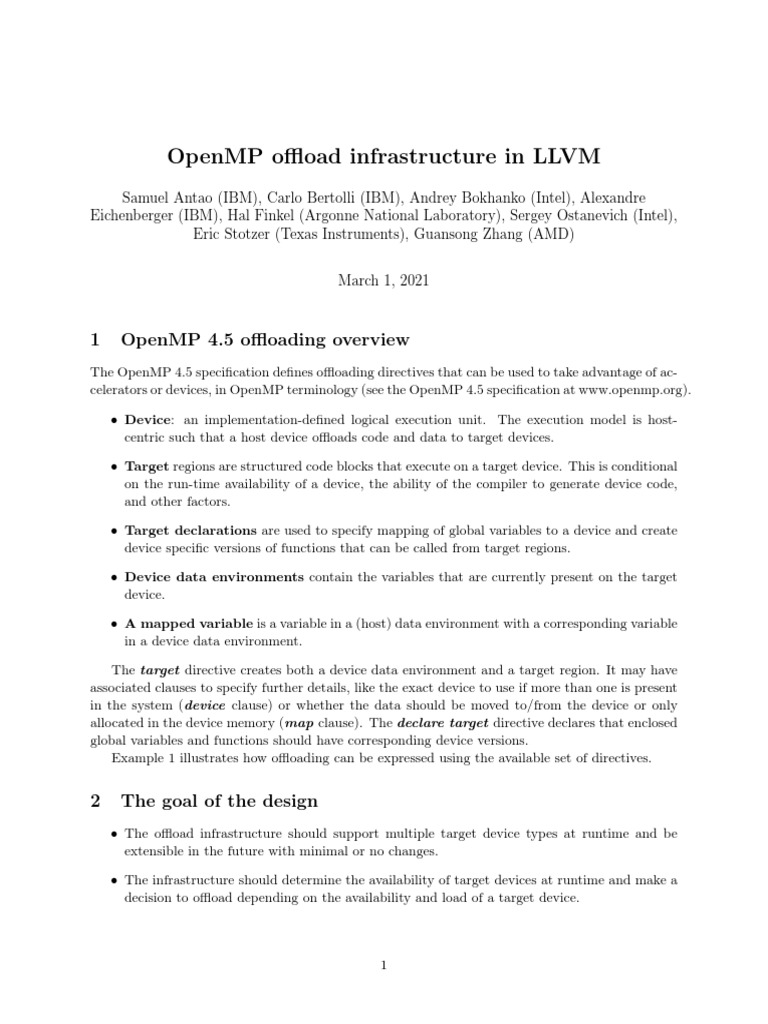 Openmp Offload Infrastructure in LLVM | PDF | Pointer (Computer Programming) | Library (Computing)