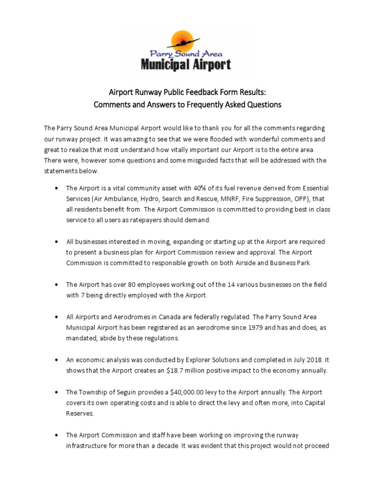 Airport Feedback Form Results | PDF | Airport | Runway