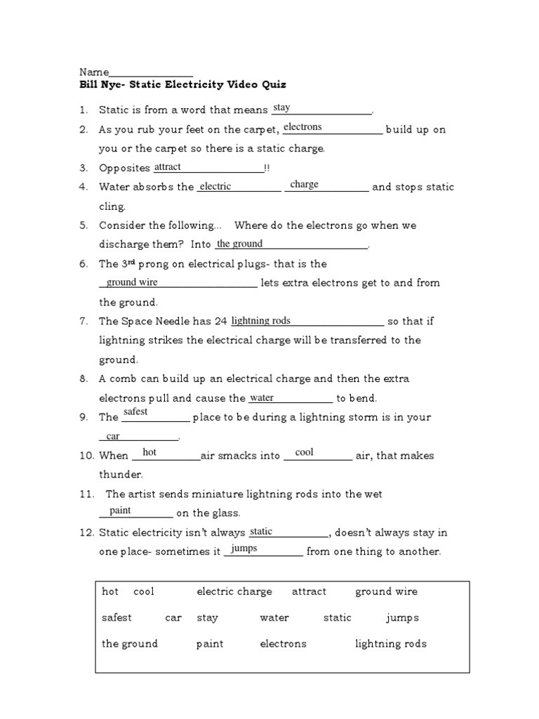 Bill Nye Static Electricity
