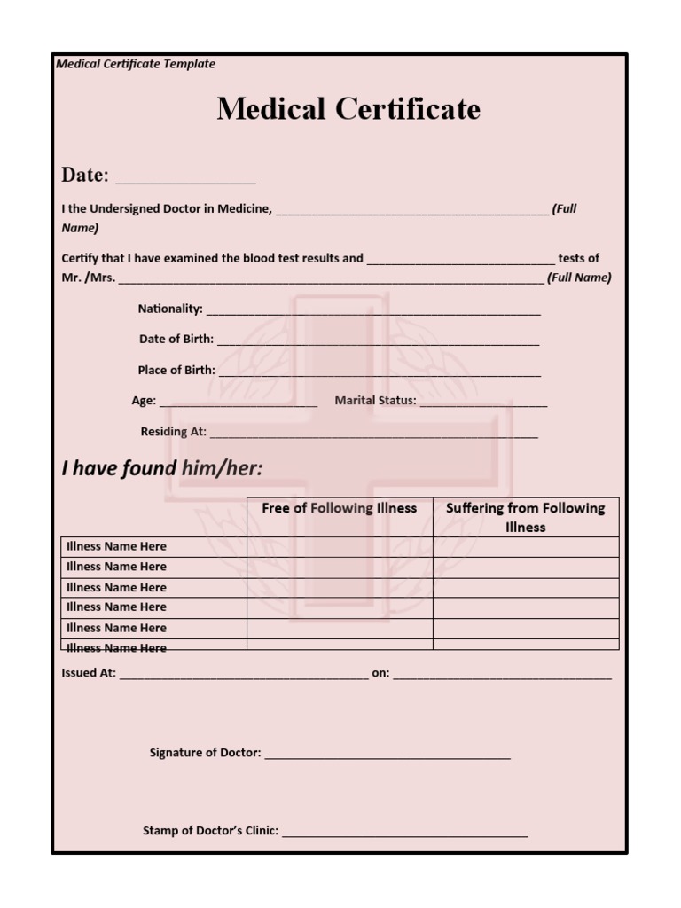 Medical Certificate Template | PDF