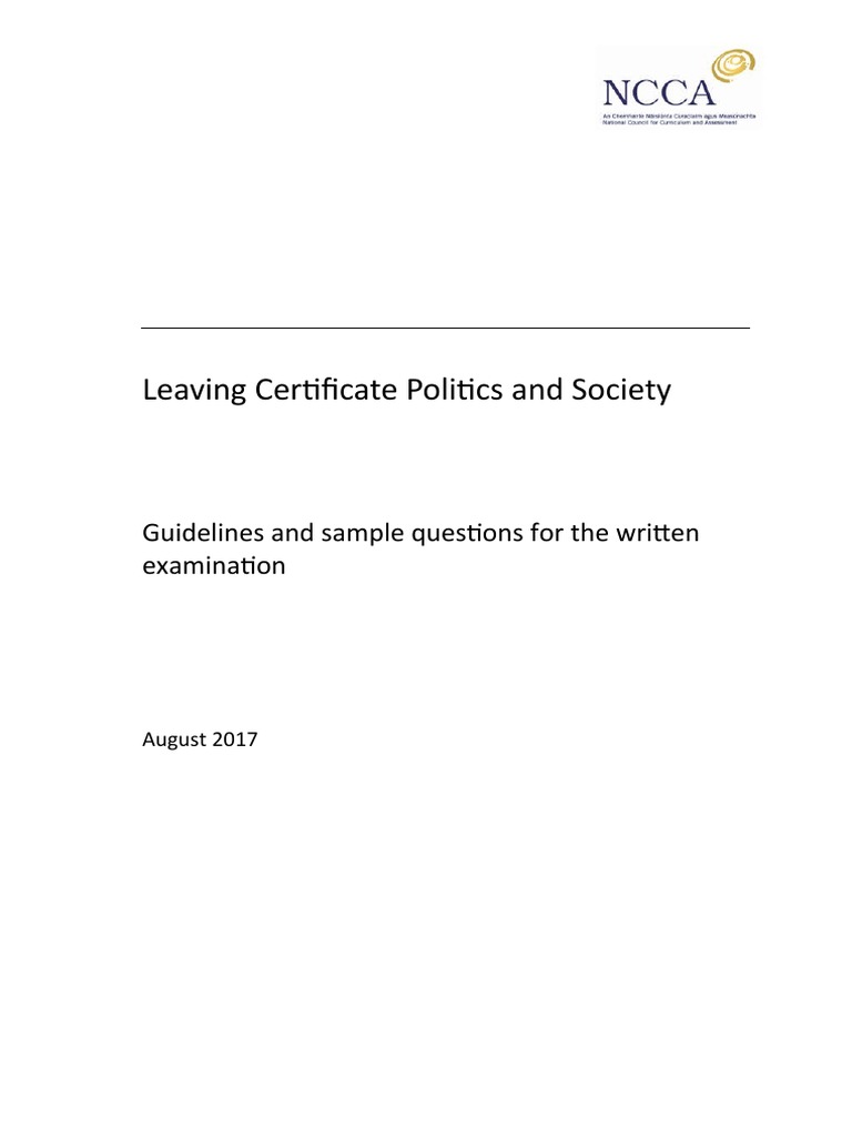 NCCA Guidelines and Sample Questions For LC Politics and Society | PDF ...
