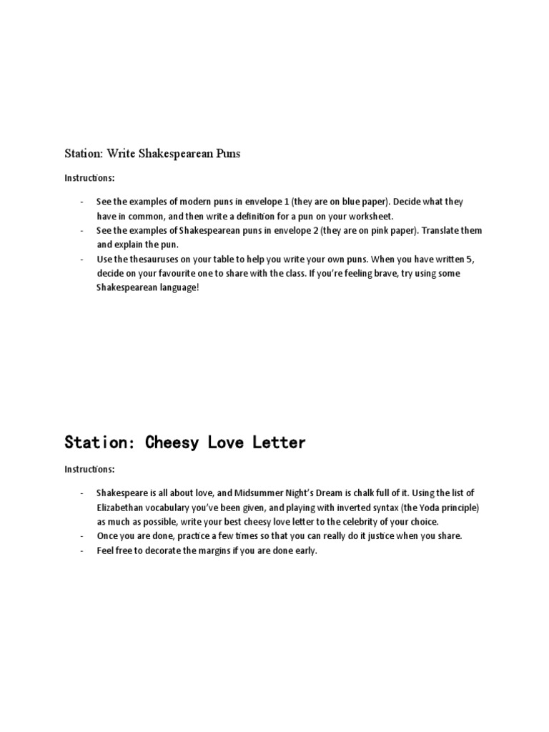 Intro Shakespearean Language Stations | PDF | William Shakespeare | Thou