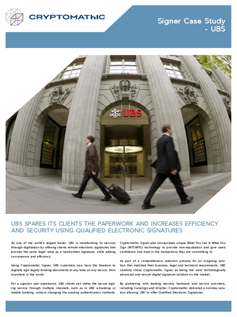 Signer Case Study - Ubs | PDF | Ubs | Public Key Certificate