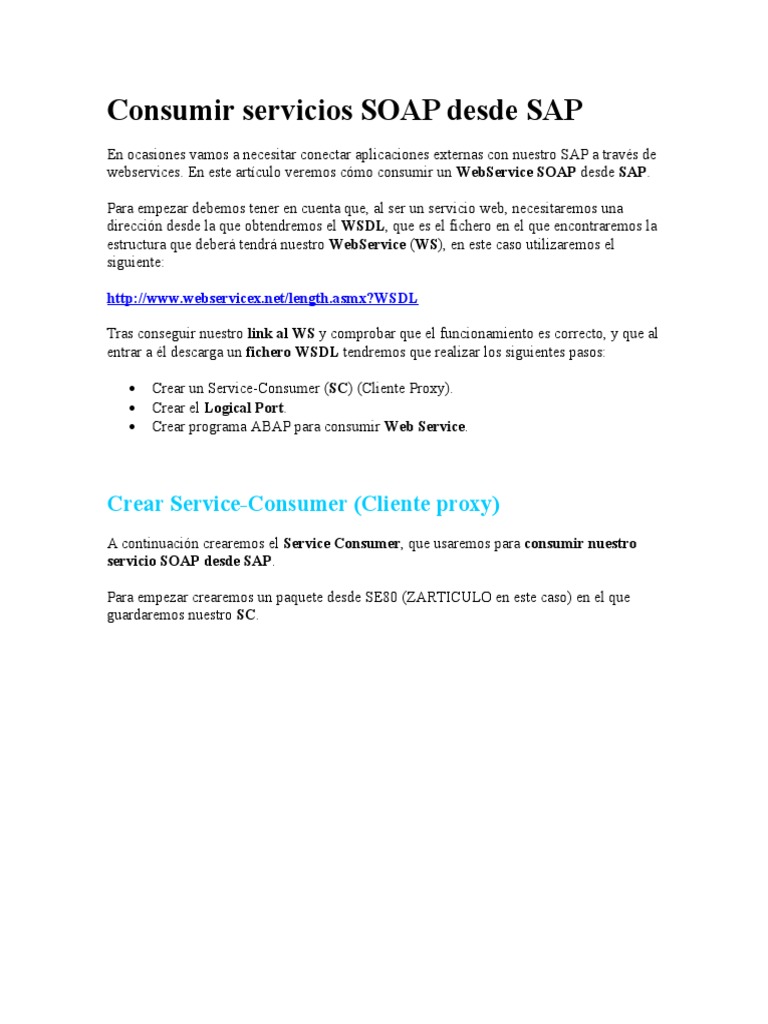Consumir Servicios SOAP Desde SAP | PDF | Ingeniería Informática ...