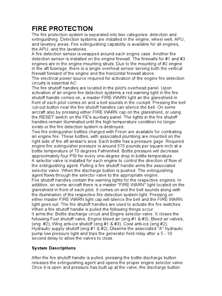 Fire Protection: System Descriptions | PDF | Valve | Switch