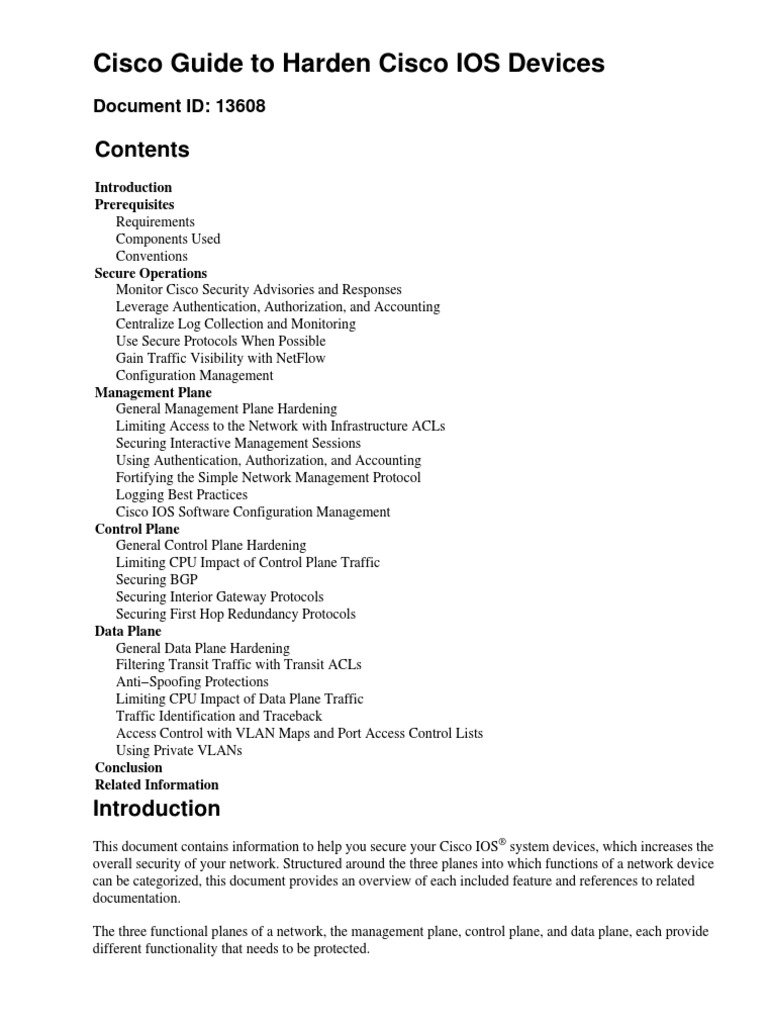 Guide To Hardening The Cisco Ios Devices Pdf Secure Shell