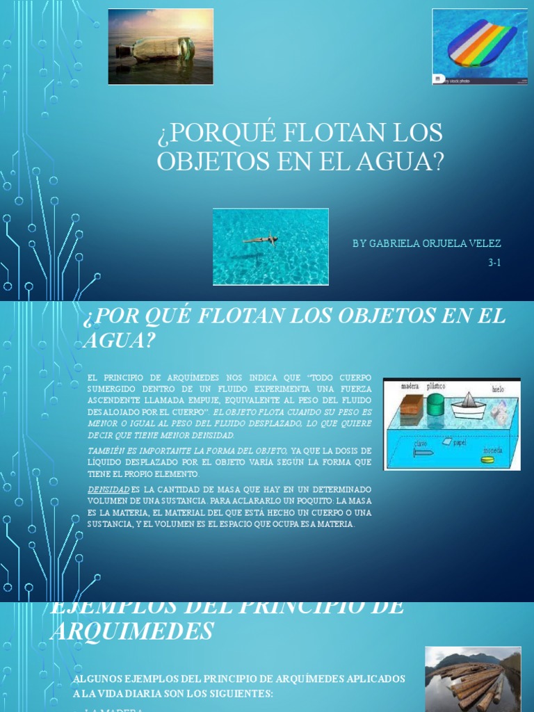 PORQUÉ FLOTAN LOS OBJETOS EN EL AGUA Exposicion | PDF