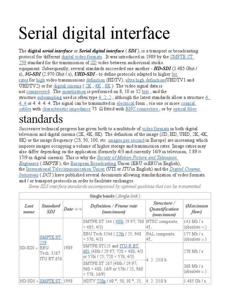 Serial Digital Interface | PDF