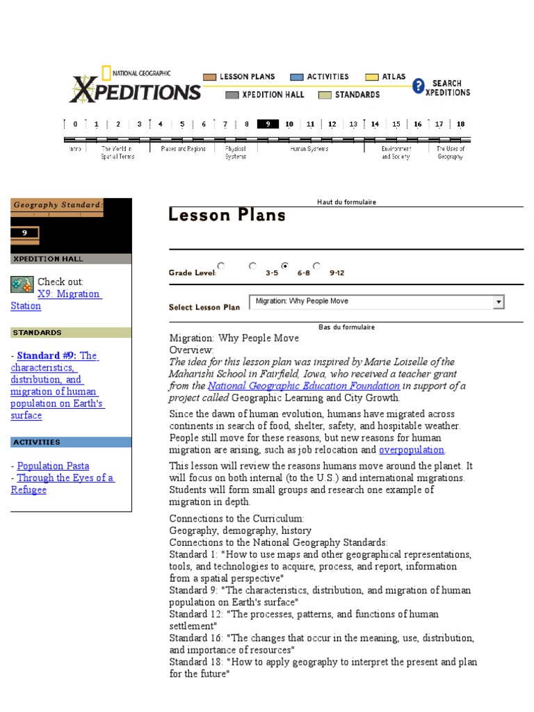 Migration Lesson Plan | PDF | Human Migration | Geography