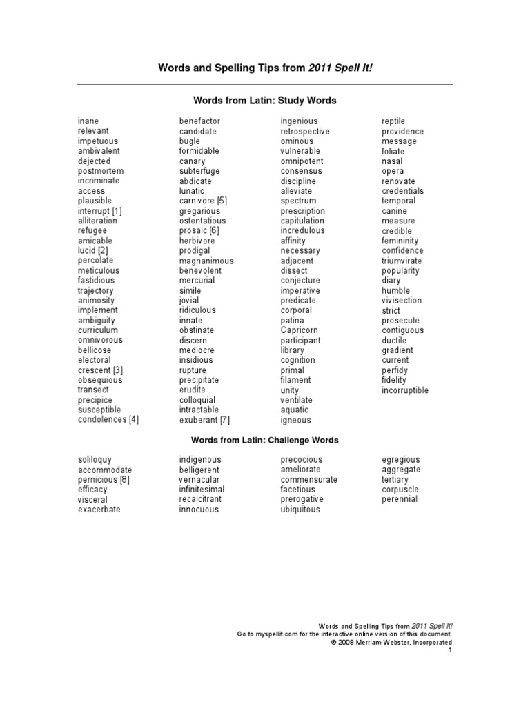 2011 Spelling Bee Tips | PDF