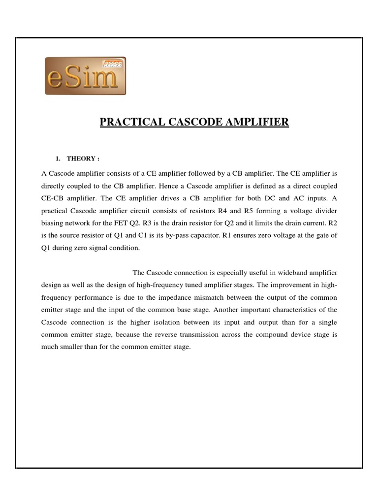 Practical Cas Code Amplifier | PDF
