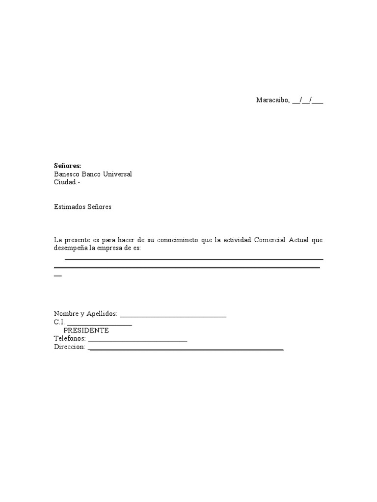 CARTA de Actividad Comercial | PDF