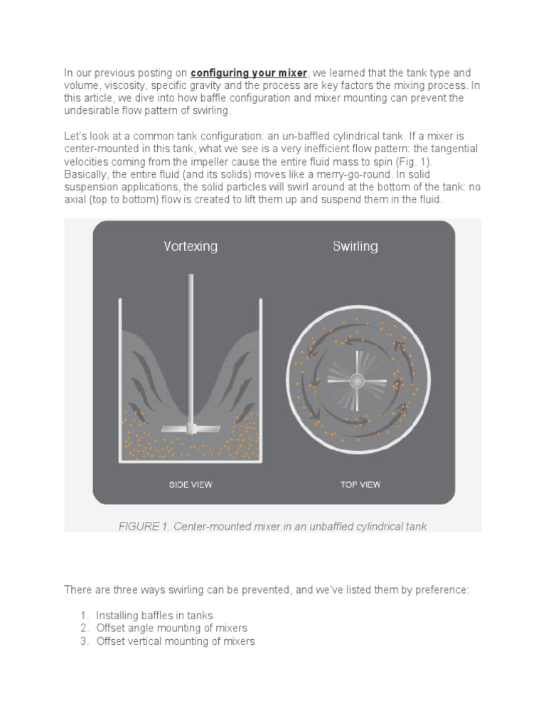 Configuring Your Mixer: FIGURE 1. Center-Mounted Mixer in An Unbaffled ...
