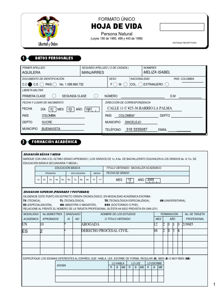 Formato Unico de Hoja de Vida DAFP | PDF | Servicio Civil | Justicia