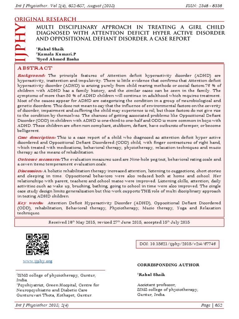 Rahul Shaik Kamala Kumari.P Syed Ahmed Basha: Background | PDF | Attention Deficit Hyperactivity ...