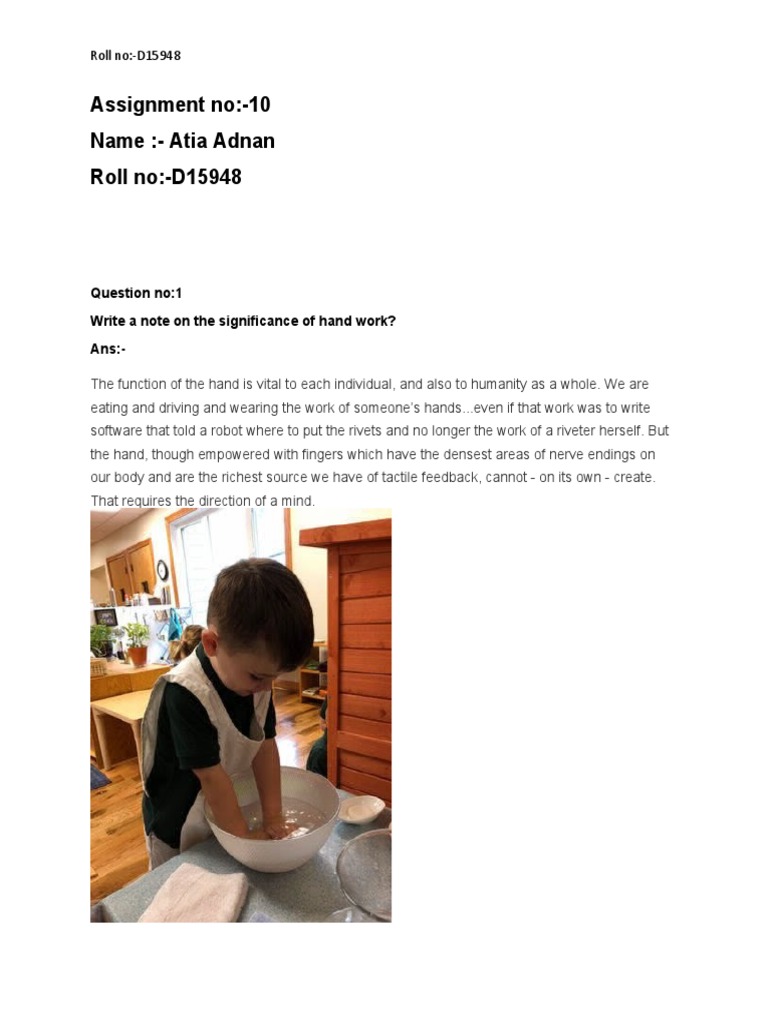Module 10 Assignment Montessori | PDF | Hand | Human Nature