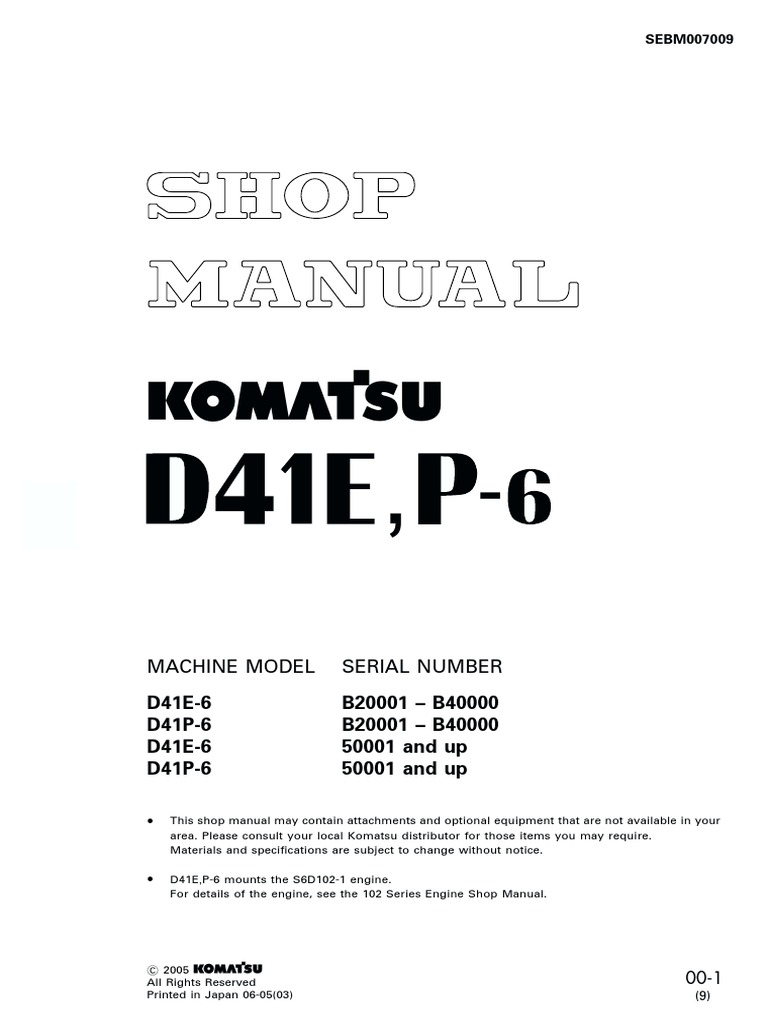 D41E, P-6 - Shop Manual | PDF | Adhesive | Rope