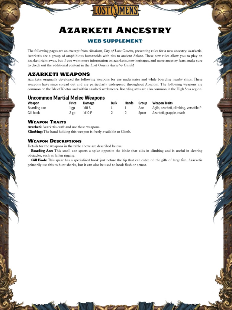 Azarketi Ancestry | PDF | D20 System | Leisure