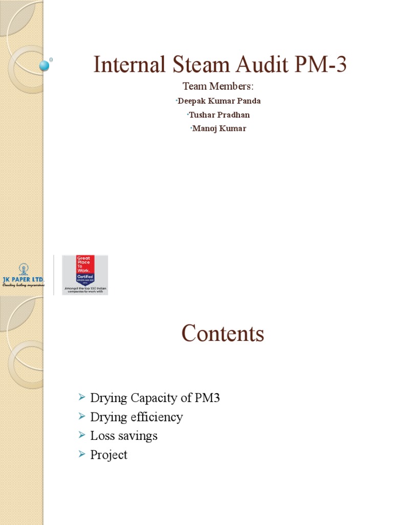 Internal Steam Audit PM-3: Team Members | PDF | Clothes Dryer | Evaporation