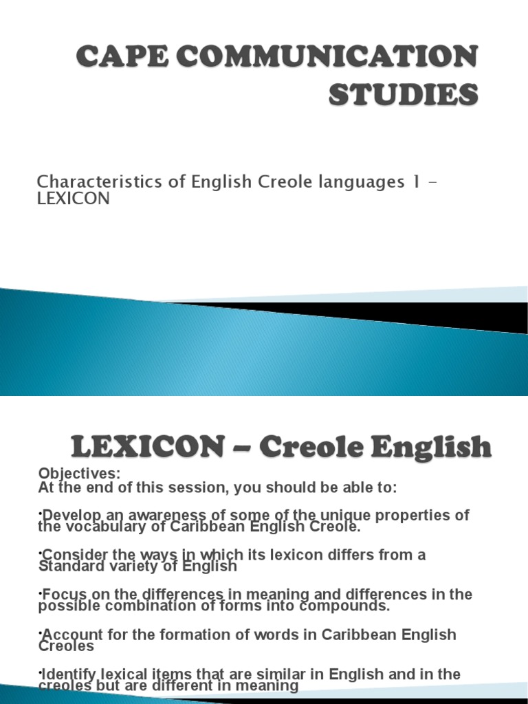 Characteristics of English Creole Languages LEXICON | PDF | Lexicon ...