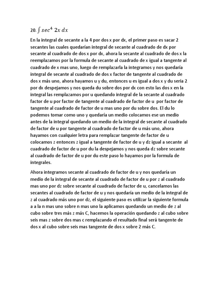 Integral de secante al cubo de 2x por dx | PDF | Integral | Logaritmo