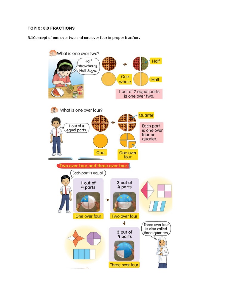 3.1concept of One Over Two and One Over Four in Proper Fractions | PDF