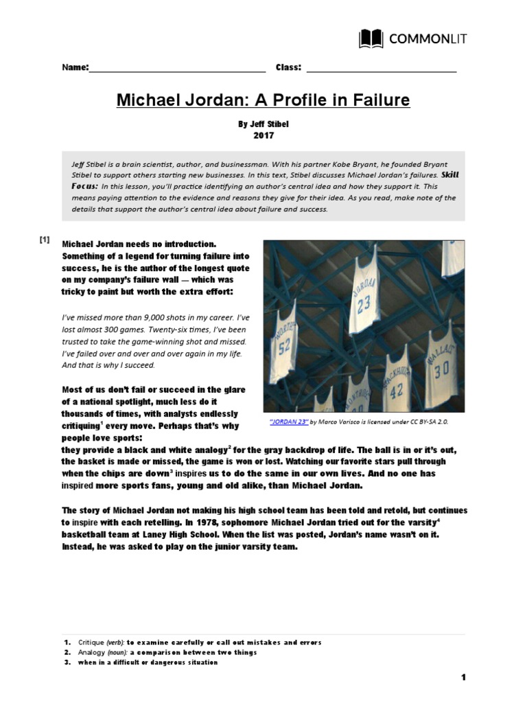 Michael Jordan A Profile in Failure-Tea | PDF | Sports | Basketball