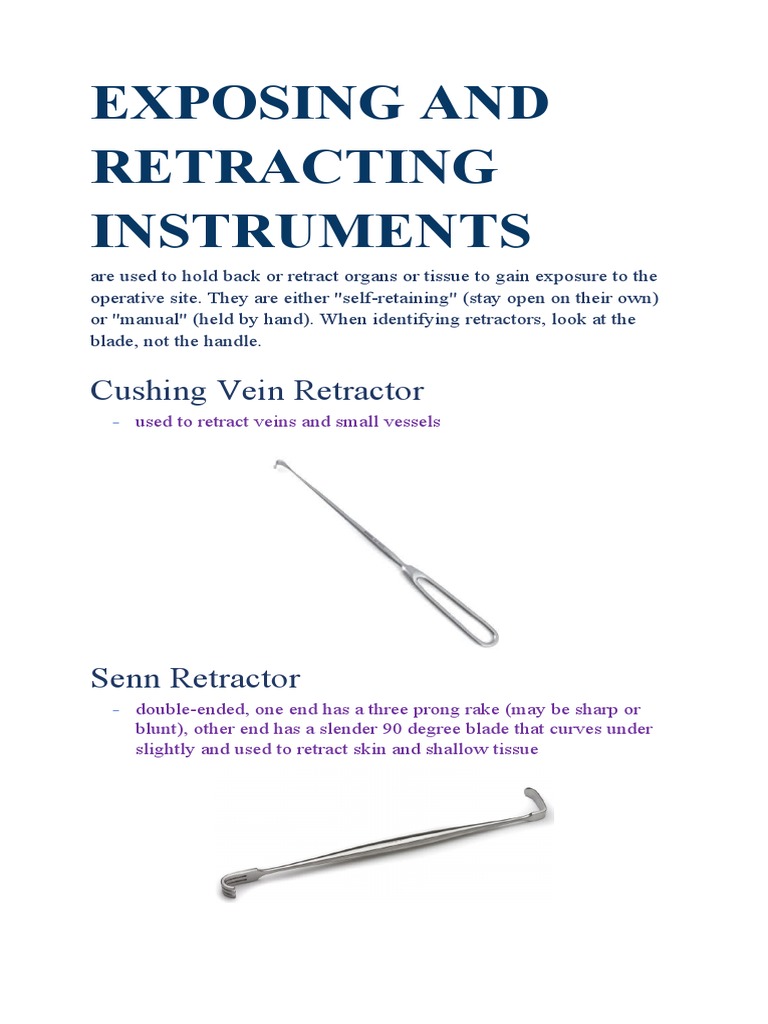 Exposing and Retracting Instruments | PDF | Surgery | Medical Specialties