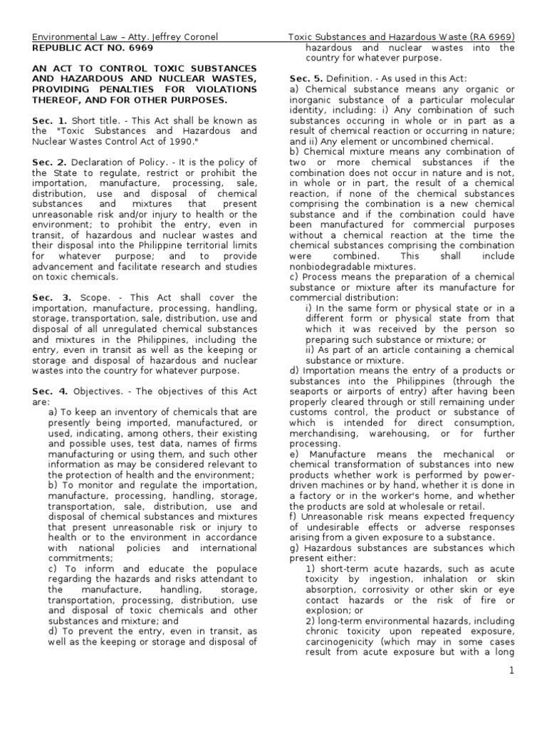 Ra 6969 | PDF | Chemical Substances | Toxicity