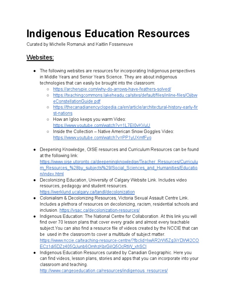 Indigenous Education Resources | PDF | First Nations | Lesson Plan