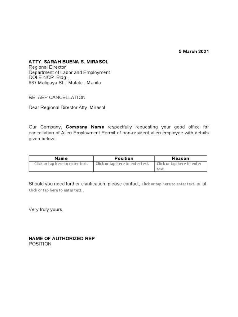 Aep Cancellation Format | PDF